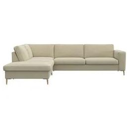 Ecksofa FLEXLUX "Fiore, Sitzaufbau mit hochwertigem Kaltschaum f&uuml;r mehr Sitzkomfort", beige (sandy beige), B:273cm H:85cm T:225cm, 100% Polyester, Sofas, Ecksofa, breite Armlehnen, L-Form, F&uuml;&szlig;e Alu/Eiche