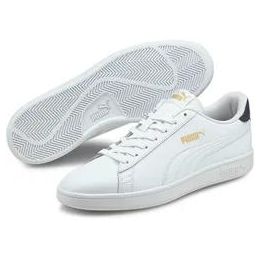 Sneaker Puma "SMASH V2 L", Damen, Gr. 37, wei&szlig; (Puma wei&szlig;, Puma wei&szlig;, peacoat, Puma team gold), Leder, Synthetik, Schuhe Sneaker, atmungsaktives Obermaterial aus Leder und Synthetik, Schn&uuml;rung