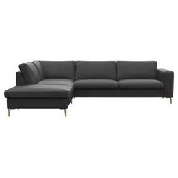 Ecksofa FLEXLUX "Fiore, Sitzaufbau mit hochwertigem Kaltschaum f&uuml;r mehr Sitzkomfort", schwarz (deep schwarz), B:273cm H:85cm T:225cm, 100% Echteder, Sofas, Ecksofa, breite Armlehnen, L-Form, F&uuml;&szlig;e Alu/Eiche