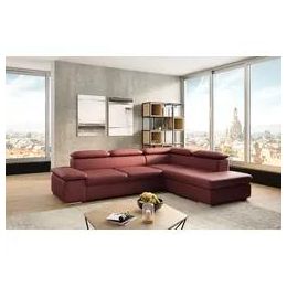 Sit & More Ecksofa SIT & MORE "Valentine L-Form, B: 272 cm", rot (merlot), B:272cm H:73cm T:226cm, NaturLEDER;Spannstoff, Sofas, Ecksofa, mit Arm- & Kopfteilverstellung, optional mit Bettfunktion