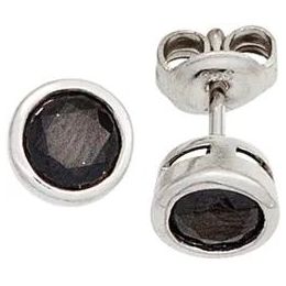 Paar Ohrstecker Jobo "Ohrringe mit schwarzen Zirkonia", silber (silber 925), Ohrringe, Damen, 6,6mm, Silber 925 (Sterlingsilber), 925 Silber mit Zirkonia
