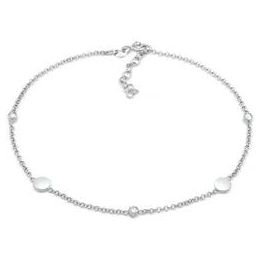 Fu&szlig;kette Elli "Pl&auml;ttchen Basic 925 Silber, mit Kristallen von Swarovski" Gr. 22, silber, Fu&szlig;ketten, Damen, 22cm, Silber 925 (Sterlingsilber)