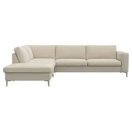 Ecksofa FLEXLUX "Fiore, Sitzaufbau mit hochwertigem Kaltschaum f&uuml;r mehr Sitzkomfort", wei&szlig; (sanftes wei&szlig;), B:273cm H:85cm T:225cm, 100% Polyester, Sofas, Ecksofa, breite Armlehnen, L-Form, F&uuml;&szlig;e Alu/Eiche