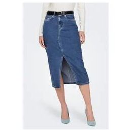 Jeansrock Only "ONLSIRI FRONT SLIT SKIRT DNM GUA NOOS", Damen, Gr. M (38), blau (medium blau denim), Denim/Jeans, Obermaterial: 74% Baumwolle, 25% Polyester, 1% Elasthan, unifarben, ca. Mitte Wade, R&ouml;cke Jeansrock