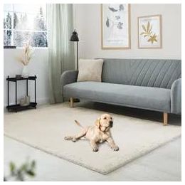 Hochflor-Teppich OTTO HOME "Lugano", beige, B:160cm H:30mm L:230cm, Polyester, Teppiche, Kunstfell, Uni Farben, sehr weich & kuschelig