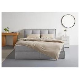 Boxspringbett "Addyson", grau (platinum), B:190cm L:230cm, 100% Polyester, LeGer Home by Lena Gercke, Komplettbetten, Boxspringbett, Boxspringbett inkl. Topper, 2 Matratzen