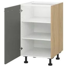 Unterschrank KOCHSTATION "KS-Scafa" mit zwei Einlegeb&ouml;den", grau (anthrazit, bergeiche), B:60cm H:75cm T:56cm, Schr&auml;nke, Unterschrank, in verschiedenen Breiten, wahlweise T&uuml;ranschlag rechts oder links
