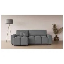 Ecksofa Home Affaire "FELICI, Schlafsofa 233cm, L-Form mit Recamiere beidseitig montierbar", grau (dunkelgrau), B:233cm H:88cm T:142cm, 100% Polyester, Sofas, Ecksofa, Designsofa mit Bettfunktion und Bettkasten, Ma&szlig;e B/T/H: 233/142/88 cm