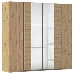 Schwebet&uuml;renschrank Rauch "Kleiderschrank Dreht&uuml;renschrank Schrank Garderobe KRONACH TOPSELLER", braun (eiche artisan, griffleisten alu, mit 2 spiegel), B:225cm H:210cm T:59cm, Holzwerkstoff, Schr&auml;nke, Schwebet&uuml;renschrank, Kombischrank optional mit 1 oder 2 Spiegel viele B&ouml;den MADE IN GERMANY