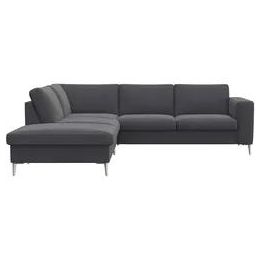Ecksofa FLEXLUX "Fiore, L-Form", grau (dervit grau), B:241cm H:85cm T:225cm, 100% Polyester, Sofas, Ecksofa, breite Armlehnen, F&uuml;&szlig;e alufarben, B/T 241/225 cm, Kaltschaum im Sitz