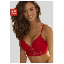 Push-up-BH Lascana "Alicia", Damen, Gr. 85, Cup B, rot, Microtouch, Obermaterial: 90% Polyamid, 10% Elasthan, BHs Push-up-BH, in Bustier Form, sexy Dessous