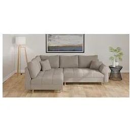 Ecksofa Home Affaire "CHARRE L-Form mit Ottomane, Ma&szlig;e B/T/H: 231/161/81 cm", beige (creme), B:231cm H:81cm T:161cm, 100% Polyester, Sofas, Ecksofa, feine Steppung, lose R&uuml;cken- und Zierkissen, auch in Cord und Boucl&eacute;