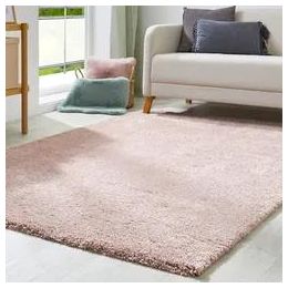 Hochflor-Teppich OTTO HOME "Canberra", rosa (altrose), B:120cm H:40mm L:170cm, Polypropylen (PP), Teppiche, Uni Farben, weich & kuschelig, Wohnzimmer, Schlafzimmer