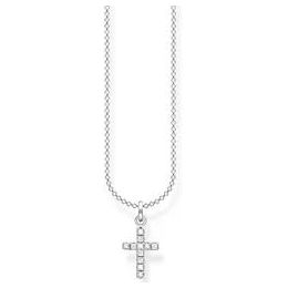 Kette mit Anh&auml;nger Thomas Sabo "Kreuz pav&eacute;" Gr. 45, silber (silberfarben, wei&szlig;), Halsketten, Damen, 45, Silber 925 (recycelt), mit Zirkonia (synth.)