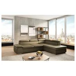Sit & More Ecksofa SIT & MORE "Valentine L-Form, B: 272 cm", gr&uuml;n (olive), B:272cm H:73cm T:226cm, NaturLEDER;Spannstoff, Sofas, Ecksofa, mit Arm- & Kopfteilverstellung, optional mit Bettfunktion