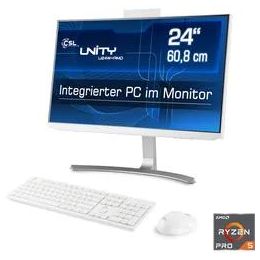 CSL All-in-One PC "Unity U24B-AMD / 5650GE / 1000 GB / 16 GB RAM / Win 11", wei&szlig;, Microsoft Windows 10, 16 GB RAM 1.000 GB SSD, Desktop-PCs