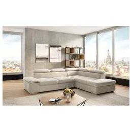 Sit & More Ecksofa SIT & MORE "Valentine L-Form, B: 272 cm", beige (nature), B:272cm H:73cm T:226cm, 100% Polyester, Sofas, Ecksofa, mit Arm- & Kopfteilverstellung, optional mit Bettfunktion