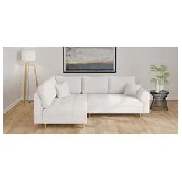 Ecksofa Home Affaire "CHARRE L-Form mit Ottomane, Ma&szlig;e B/T/H: 231/161/81 cm", wei&szlig;, B:231cm H:81cm T:161cm, 100% Polyester, Sofas, Ecksofa, feine Steppung, lose R&uuml;cken- und Zierkissen, auch in Cord und Boucl&eacute;