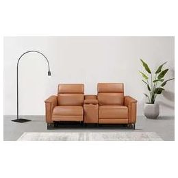 2-Sitzer OTTO HOME "LUND, Kinosofa, Relaxfunktion, TV-Sessel, manuell/elektrisch (USB-A)", braun (cognac), B:195cm H:97cm T:99cm, 100% Echtleder - Kunstleder 100% Polyurethan, Sofas, Kopfteilverstellung, Getr&auml;nkachhalter, u. Staufach