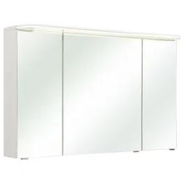 Spiegelschrank SAPHIR "Balto Sprint Badschrank mit LED-Lichtkranz, 120 cm breit, 3 T&uuml;ren", wei&szlig; (wei&szlig; glanz), B:120cm H:72,3cm T:17cm, Holzwerkstoff, Schr&auml;nke, Spiegelschrank, Schalter-/ Steckdosenkombination, inkl. T&uuml;rd&auml;mpfer, 987LM, 12V LED