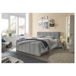 Boxspringbett "Fairfield", grau, B:184cm L:230cm, 100% Polyester, SET ONE BY Musterring, Komplettbetten, Boxspringbett, mit Bettkasten, Kopfteil mit Keder, Breite 160 cm oder 180 cm