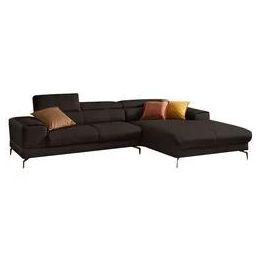 Ecksofa W.Schillig "Piedroo, Designsofa mit tollem Sitzkomfort, elegant und bequem, L-Form", braun (braun z59), B:303cm H:70cm T:193cm, Longlife Xtra-Leder Z59: Glattleder mit modischer Pr&auml;gung. Hautst&auml;rke 0, 9 - 1, 1 mm, Sofas, Ecksofa, Kopfteilverstellung, wahlweise mit Sitztiefenverstellung, Breite 303cm
