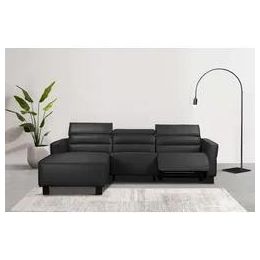 Ecksofa Home Affaire "Carpari, L-Form, 263 cm, manuelle o. elektrische Relaxfunktion", schwarz, B:263cm H:97cm T:179cm, Sofas, Ecksofa, USB A/C und Kopfteilverstellung