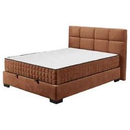 Boxbett ED EXCITING DESIGN "Nagol", braun (cognac), B:145cm L:214cm, 100% Polyester, Komplettbetten, mit Bettkasten, mit Wendematratze, erh&auml;ltlich in verschiedenen Breiten