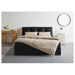 Boxspringbett "Addyson", schwarz, B:190cm L:230cm, 100% Polyester, LeGer Home by Lena Gercke, Komplettbetten, Boxspringbett, Boxspringbett inkl. Topper, 2 Matratzen