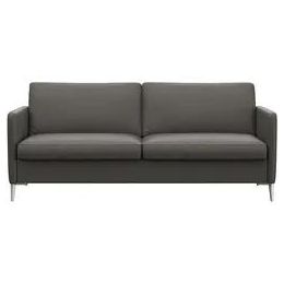 2,5-Sitzer FLEXLUX "Fiore, super Sitzkomfort durch Kaltschaum im Sitz", grau (warm mineral), B:181cm H:85cm T:92cm, 100% Echteder, Sofas, schmale Armlehnen, F&uuml;&szlig;e Alu