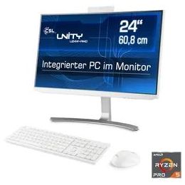 CSL All-in-One PC "Unity U24B-AMD / 5650GE / 1000 GB / 16 GB RAM / Win 11", wei&szlig;, Windows 11, 16 GB RAM 1.000 GB SSD, Desktop-PCs