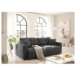 Schlafsofa ED EXCITING DESIGN "Bullet", grau (anthrazit), B:235cm H:88cm T:120cm, 95% Polyester, 5% Polyamide, Sofas, Schlafsofa, mit Bettkasten & 2 Zierkissen