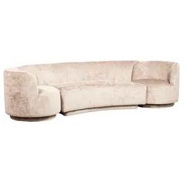 Loungesofa Woood "Combi-Popular: Bank + Sessel", beige (natur), B:370cm H:72cm T:97cm, Sofas, Lounge-Sofa, mit grobem Chenille gef&uuml;ttert, Breite 370 cm