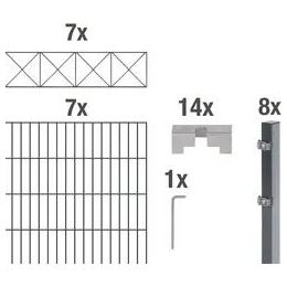 GAH Alberts Doppelstabmattenzaun ALBERTS "Nexus", grau (anthrazit), H:160cm, Stahl, Zaunelemente, anthrazit, H&ouml;he: 100-160cm, Gesamtl&auml;nge: 10-20m, zum Einbetonieren