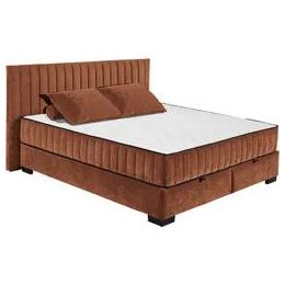 Boxbett ED EXCITING DESIGN "Nagol", braun (cognac), B:205cm L:214cm, 100% Polyester, Komplettbetten, mit Bettkasten, mit Wendematratze, erh&auml;ltlich in verschiedenen Breiten