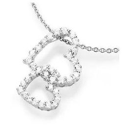 Herzkette Smart Jewel "Herz an Herz mit Zirkonia Steinen, Silber 925", wei&szlig;, Halsketten, Damen, 45cm, Silber 925 (Sterlingsilber), Herzkette