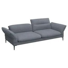 3-Sitzer FLEXLUX "Salino, Funktionssofa, Relaxsofa", blau (navy blau), B:248cm H:88cm T:105cm, 62% Polyester, 17% Cotton, 14% Viscose, 7% Linen, Sofas, Sofa mit Arm- und Kopfteil-Verstellungen, Kaltschaum & Stahl-Wellen