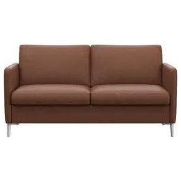 2-Sitzer FLEXLUX "Fiore, super Sitzkomfort durch Kaltschaum im Sitz", braun (old chesnut), B:149cm H:85cm T:92cm, 100% Echteder, Sofas, schmale Armlehnen, F&uuml;&szlig;e Alu