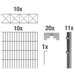 GAH Alberts Doppelstabmattenzaun ALBERTS "Nexus", grau (anthrazit), H:100cm, Stahl, Zaunelemente, anthrazit, H&ouml;he: 100-160cm, Gesamtl&auml;nge: 10-20m, zum Einbetonieren