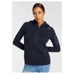 Strickfleecejacke CMP "KNITTED MELANGE HOODY WOMAN HOODY JACKET", Damen, Gr. 42, blau (b. blau), Strick, Obermaterial: 100% Polyester, hoch geschlossener Ausschnitt, eingefasste Kante, Jacken, &Uuml;nbergangsjacke f&uuml;r Outdoor-Aktivit&auml;ten, mit Kapuze, atmungsaktiv