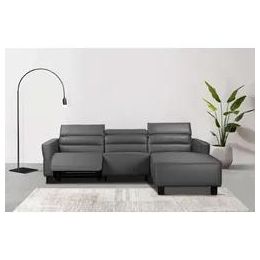 Ecksofa Home Affaire "Carpari, L-Form, 263 cm, manuelle o. elektrische Relaxfunktion", grau, B:263cm H:97cm T:179cm, Sofas, Ecksofa, USB A/C und Kopfteilverstellung