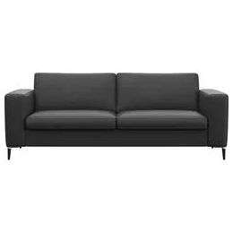 2,5-Sitzer FLEXLUX "Fiore, superbequemer Sitzkomfort durch Kaltschaum im Sitz", schwarz (deep schwarz), B:196cm H:85cm T:92cm, 100% Echteder, Sofas, breite Armlehnen, F&uuml;&szlig;e Alu+schwarz