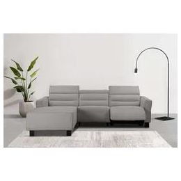 Ecksofa Home Affaire "Carpari, L-Form, 263 cm, manuelle o. elektrische Relaxfunktion", grau (hellgrau), B:263cm H:97cm T:179cm, Sofas, Ecksofa, USB A/C und Kopfteilverstellung