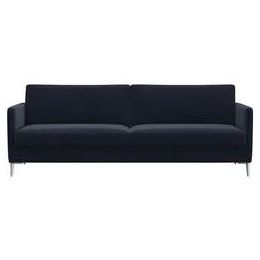 3-Sitzer FLEXLUX "Fiore, super Sitzkomfort durch Kaltschaum im Sitz", blau (royal blau), B:214cm H:85cm T:92cm, 100% Polyester, Sofas, schmale Armlehnen, F&uuml;&szlig;e Alu