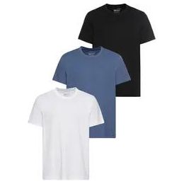MAN'S WORLD T-Shirt MAN'S WORLD "neue Farben", Herren, Gr. 64 (3XL), blau (wei&szlig;, jeansblau, schwarz), Single Jersey, Obermaterial: 100% Baumwolle. Obermaterial wei&szlig;: 100% Baumwolle, unifarben, Basic, normal, Rundhals, normaler Saum, Shirts T-Shirt, Kurzarm, unifarben, Rundhals, aus Baumwolle