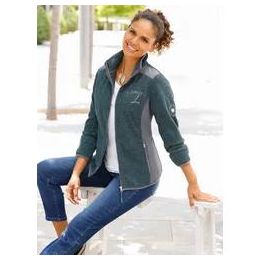 Fleecejacke Casual Looks, Damen, Gr. 50, blau (ozean, anthrazit, meliert), 100% Polyester, gemustert, mehrfarbig, unifarben, Jacken Fleecejacke