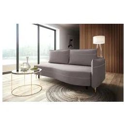 Loungesofa exxpo - SOFA FASHION "Ortis mit toller Kontrastnaht, Solit&auml;rm&ouml;bel, bequem, schmale Armlehne", lila, B:212cm H:93cm T:114cm, Sofas, Lounge-Sofa, Schlafsofa mit Bettfunktion und Bettkasten, komfortabler Federkern