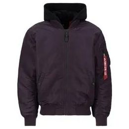 Bomberjacke Alpha Industries "MA-1 Zip Hood Back EMB", Herren, Gr. S, lila (plum), Obermaterial: 100% Nylon, Futter: 100% Nylon, Kapuze: 75% Baumwolle, 25% Polyester, F&uuml;llung: 100% Polyester, Jacken Bomberjacke