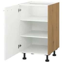 Unterschrank KOCHSTATION "KS-Scafa" mit zwei Einlegeb&ouml;den", wei&szlig; (wei&szlig;, eiche astig), B:30cm H:75cm T:56cm, Schr&auml;nke, Unterschrank, in verschiedenen Breiten, wahlweise T&uuml;ranschlag rechts oder links