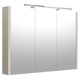 Badezimmerspiegelschrank Welltime "Joy, Badm&ouml;bel, mit Beleuchtung, Wandmontage", grau (taupe), B:89,2cm H:65cm T:12cm, FSC-zertifizierter Holzwerkstoff, Schr&auml;nke, mit Spiegelt&uuml;ren und LED, IP 44, FSC-zertifiziert